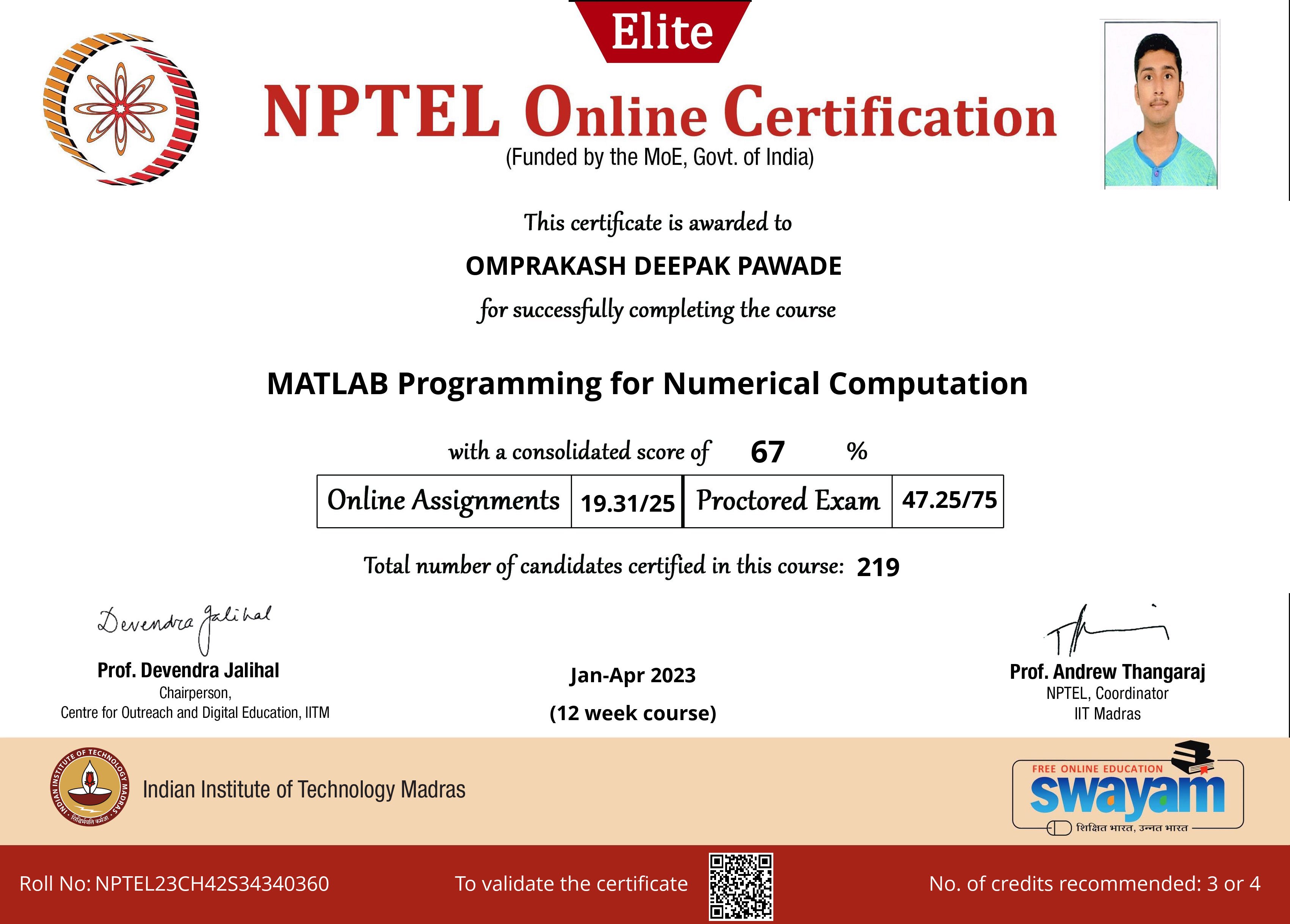 OMPRAKASH PAWADE - Certified MATLAB Simulink Associate | Model-Based ...