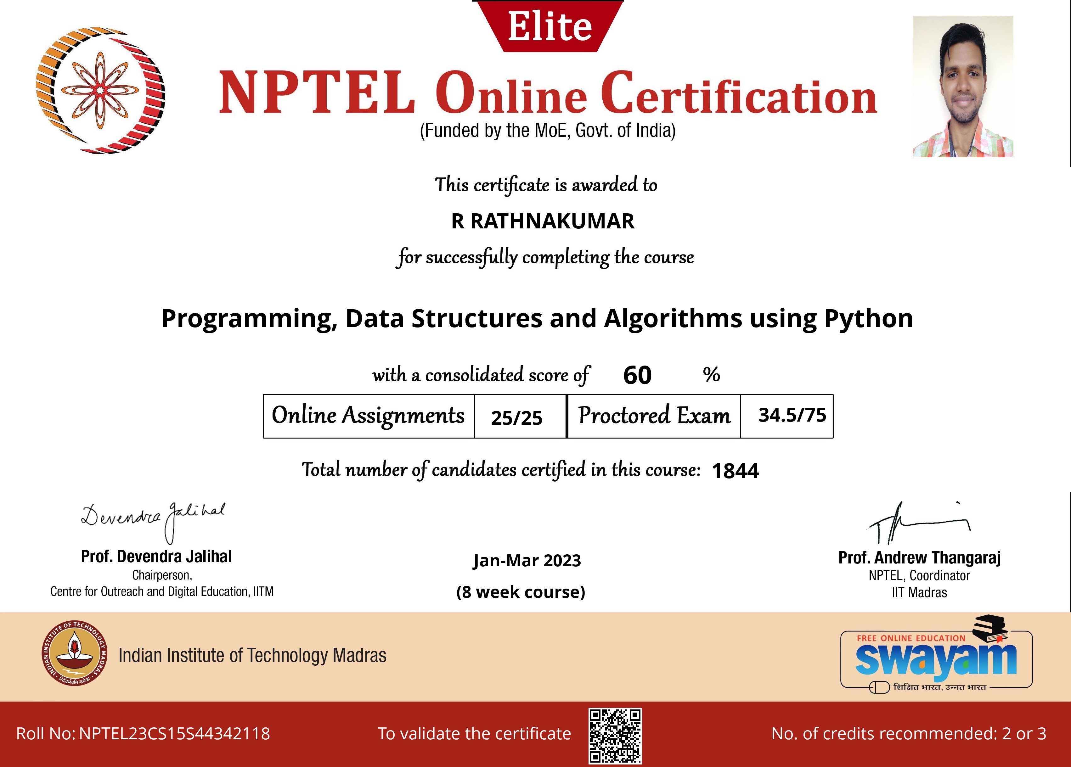 Rathnakumar R - Student at Sri Ramachandra Institute Of Higher ...