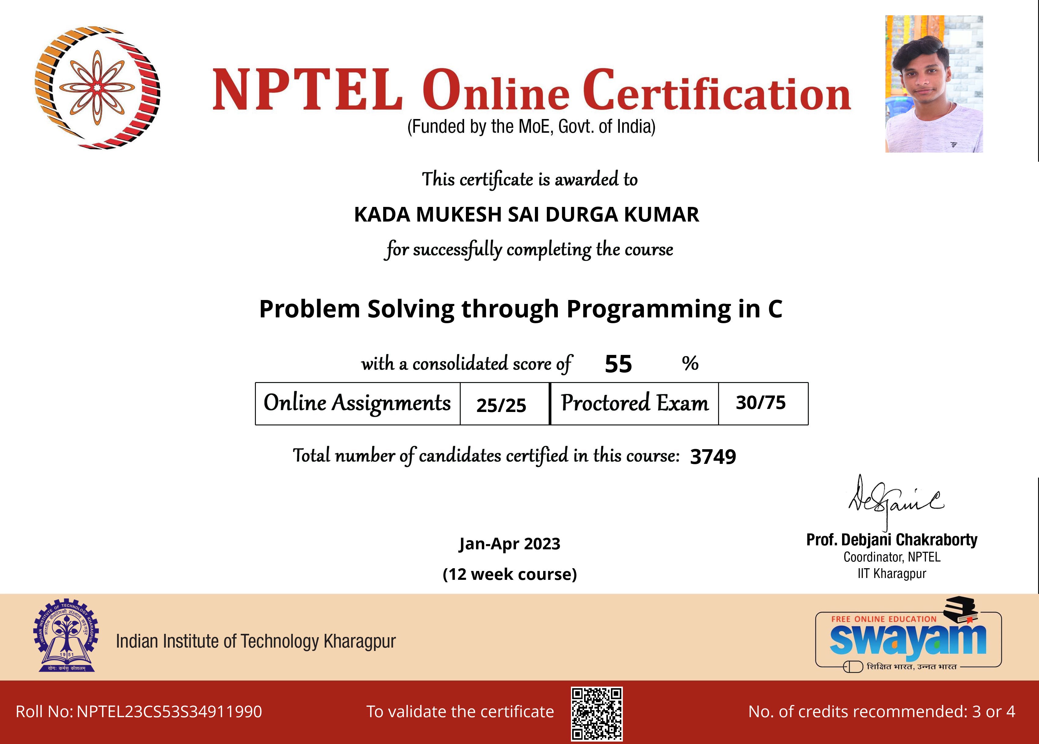 Kada Mukesh Sai Durga Kumar - 1 X Oracle Certified Java SE 11 Developer || 1 X RedHat EX183 ...