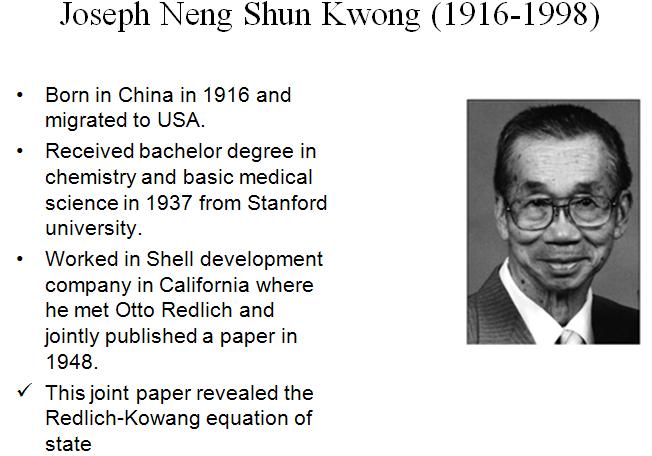 Redlich - Kwong equation of state